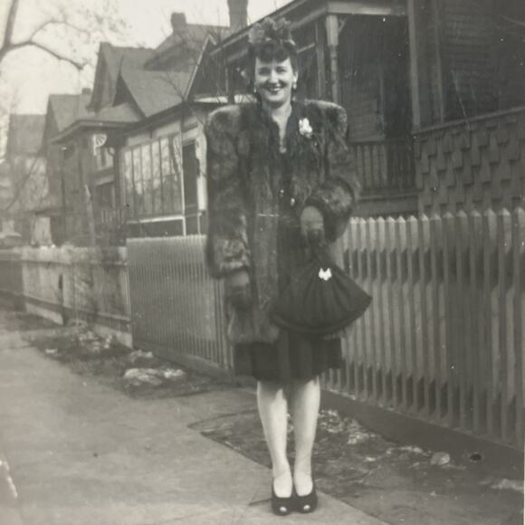 Other | 194s Snapshot Mary Farmer In Fur Coat Vintage Street Fashion ...